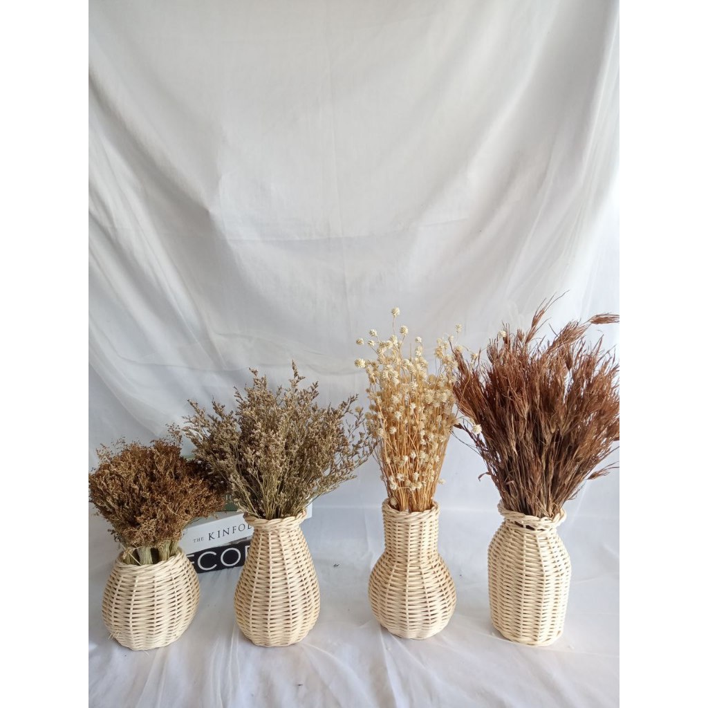 Jual Vas Rotan vas bunga rotan estetik vase aesthetic vas rustic vas ...