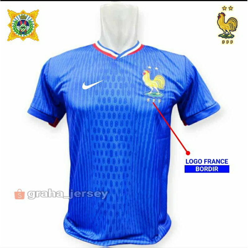 Jual Jersey PRANCIS Home EURO 2024 Piala Eropa FRANCE Logo BORDIR ...