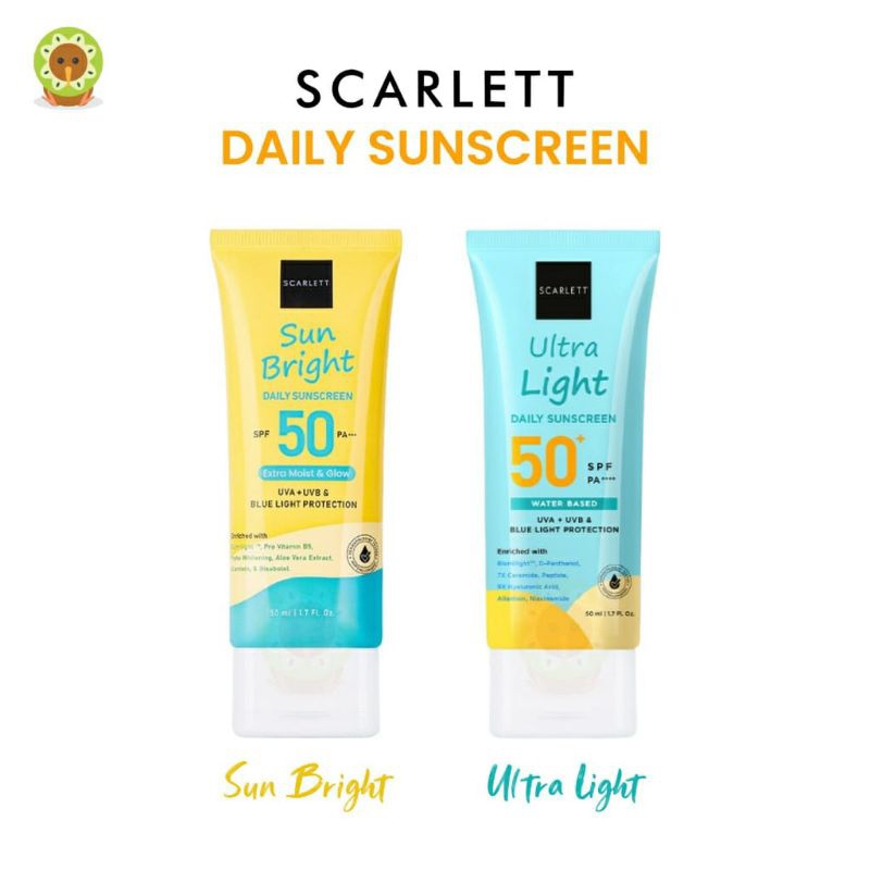 Jual SCARLETT Sunscreen Sun Bright Spf 50 pa+++ normal to dry skin ...