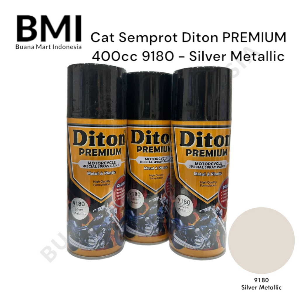 Jual Pilox DITON PREMIUM 400cc | 9180 Silver Metallic 400ml | Pilok Cat ...