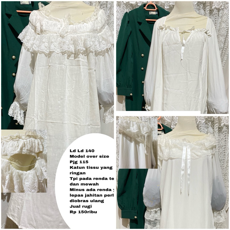 Jual DRESS NONI BELANDA PUTIH RENDA BAGIAN KEDUA KAWAI RENDA ADA MINUS ...