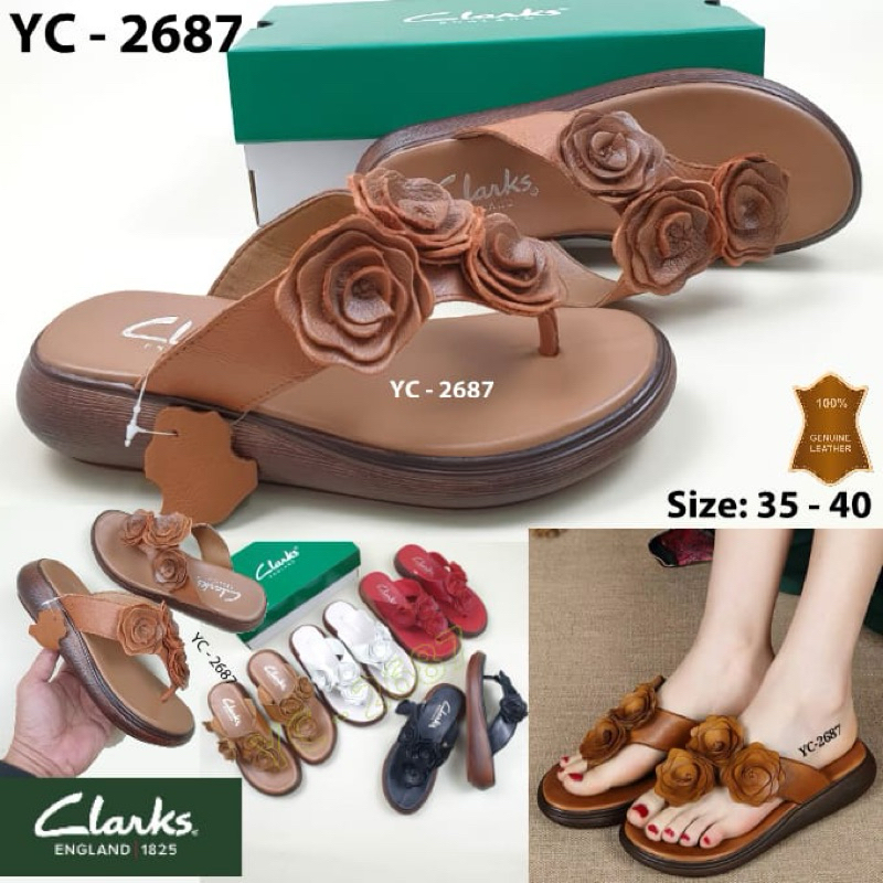 Jual TERMURAH Sendal Clarks YC-2687 Rose Flowers / Sandal kulit / Clark ...