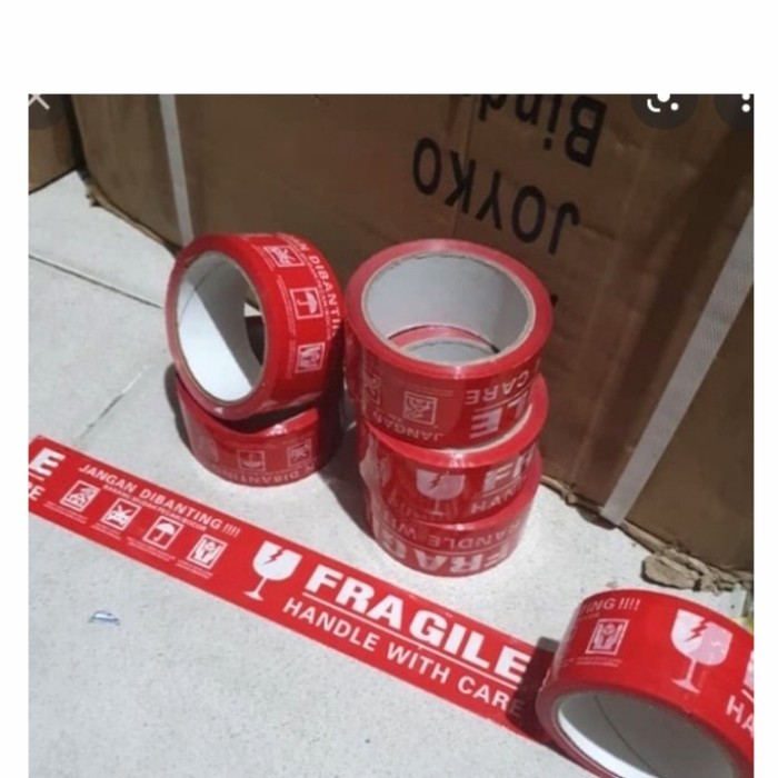 Jual Lakban FRAGILE merah 2" / lakban packing olshop | Shopee Indonesia