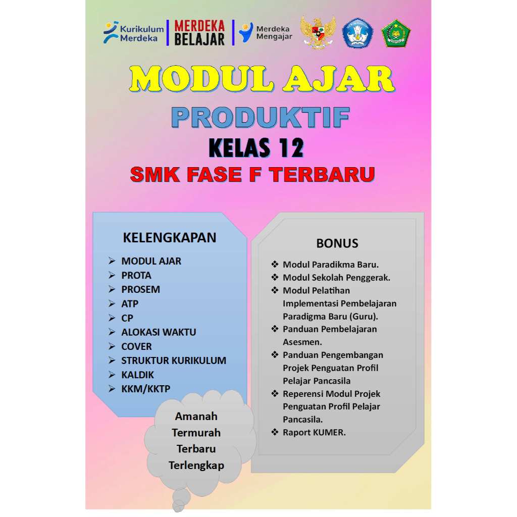 Jual MODUL AJAR SMK PRODUKTIF KELAS 12 KURIKULUM MERDEKA LENGKAP | Shopee Indonesia