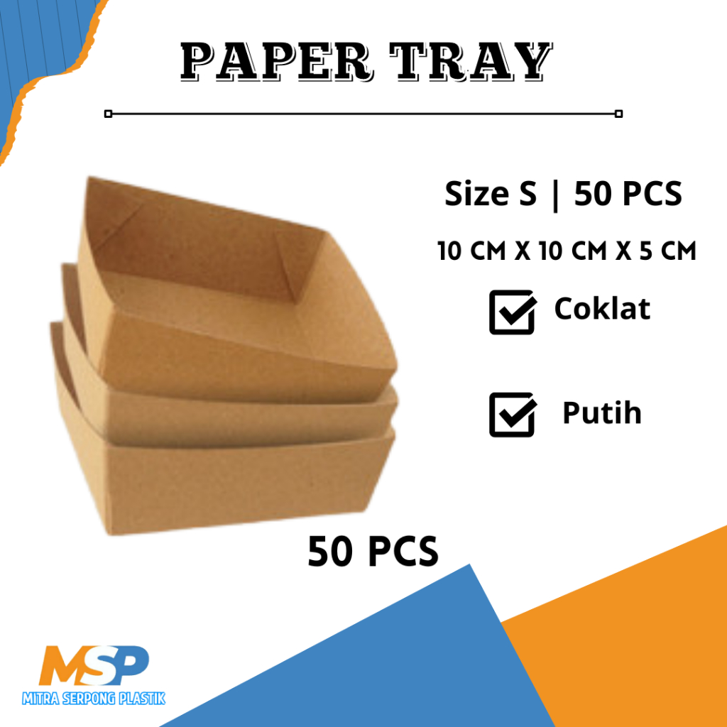 Jual MSP - PAPER TRAY S COKLAT / PUTIH ISI 50 PCS | Shopee Indonesia