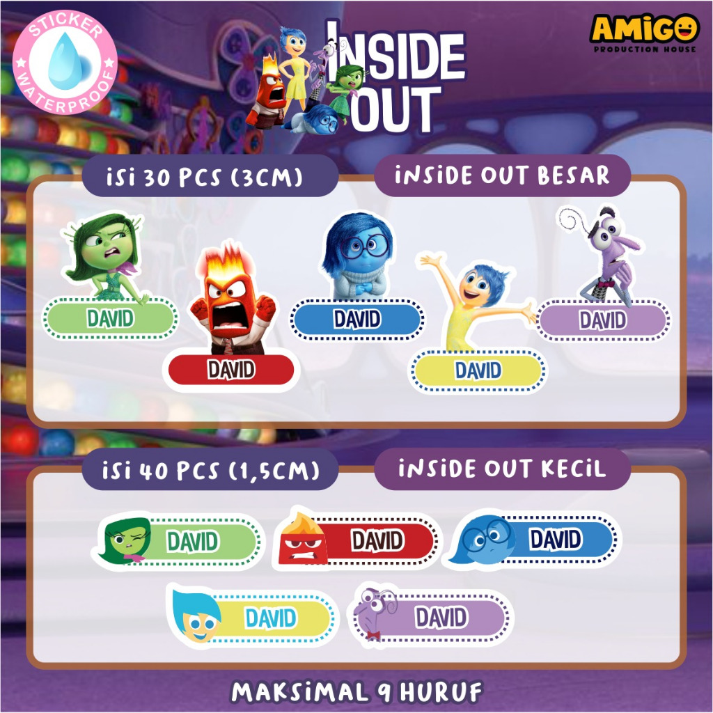 Jual Sticker Label Nama Inside Out Stiker waterproof anak sekolah Cammy ...