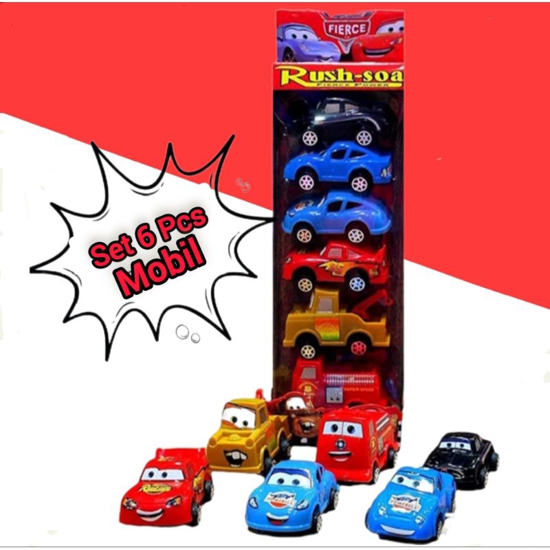Jual Mainan Mobil Cars McQueen Set Isi 6 Pcs Karakter Non Diecast Figur ...