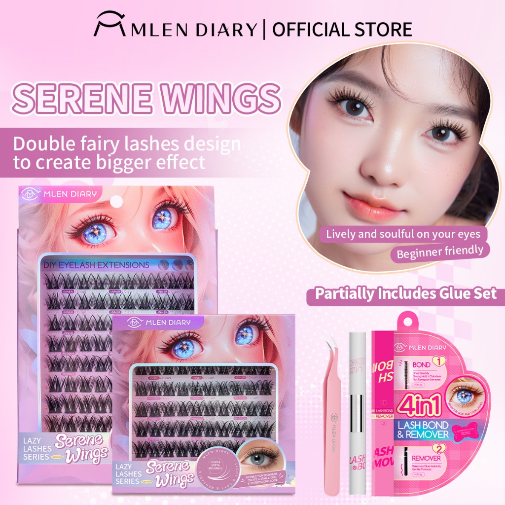 Jual MLEN DIARY Bulu Mata Palsu Serene Wing Seri DIY Perpanjangan Bulu Mata C Curl 12-16 mm ...