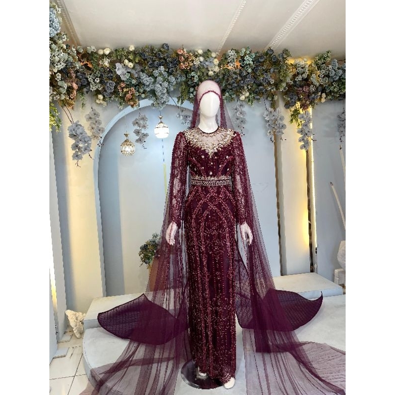 Jual GAUN FULL PAYET PREMIUM/GAUN DRESS MUSLIM MEWAH/GAUN SLIM TILE ...