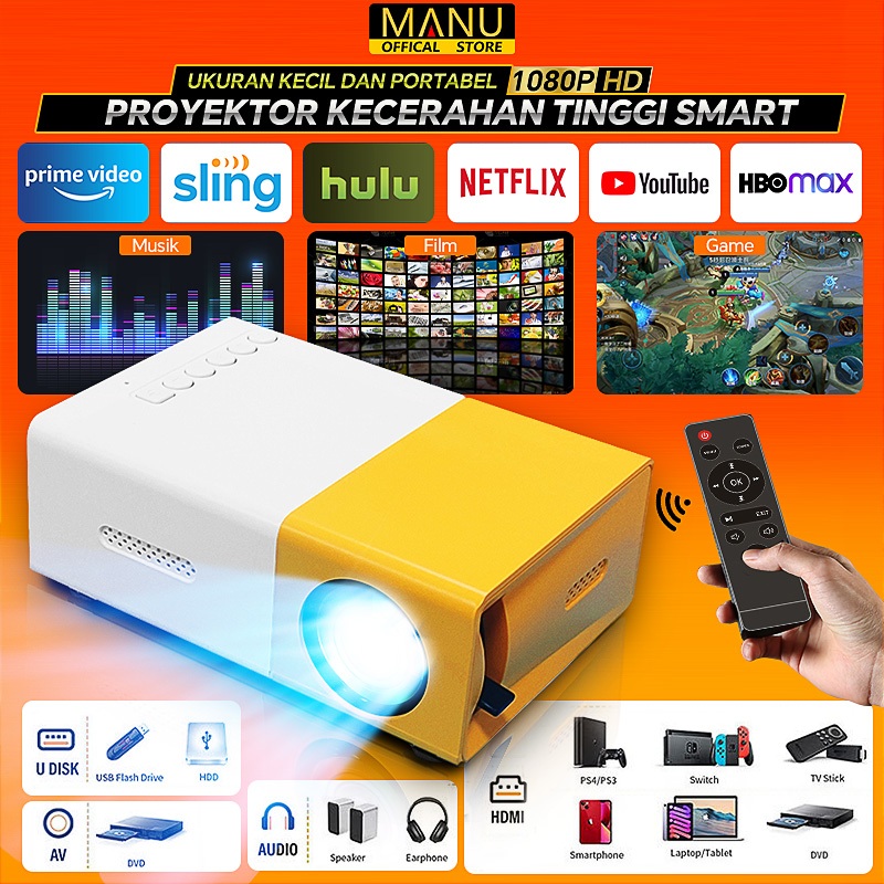 Jual 2024 New Ultra HD WIFI Projector Portable Mini Mobile Phone Screen ...