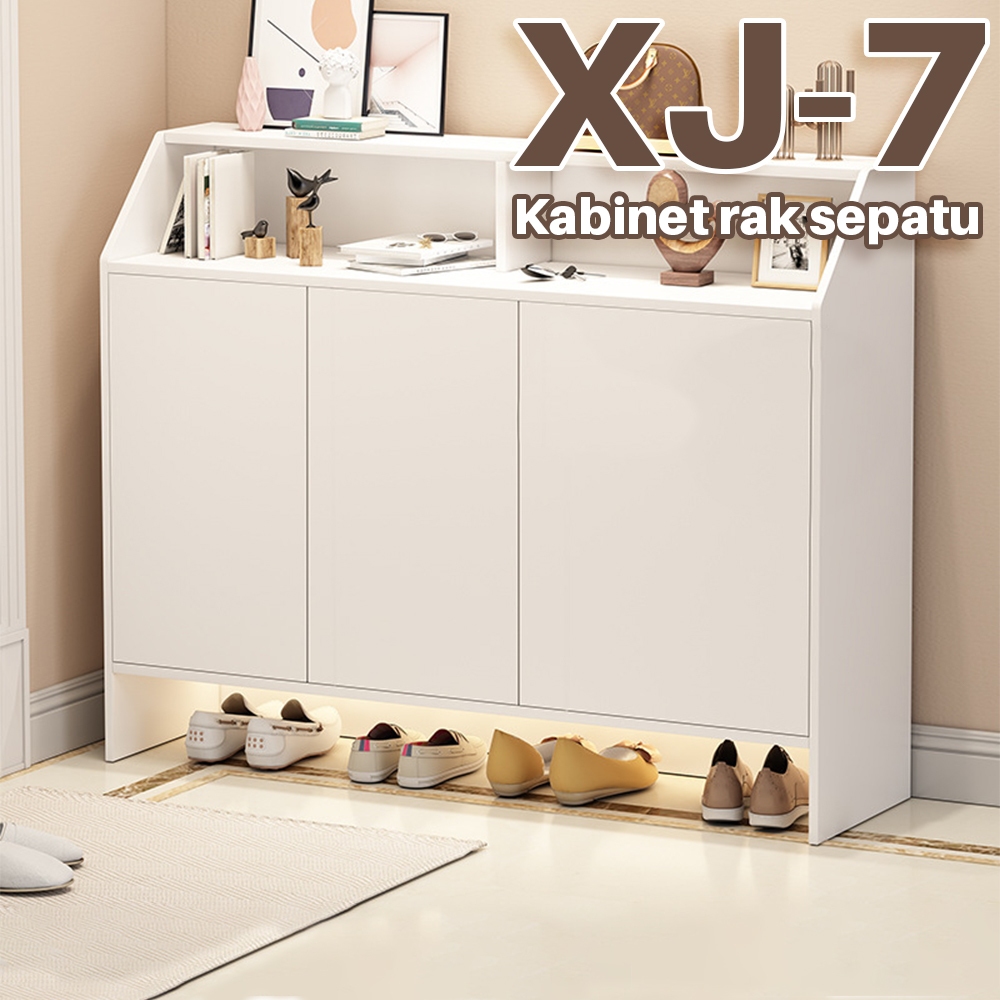 Jual Lemari Sepatu Mini Putih Minimalis Rak Sepatu Kayu Kabinet XJ-7 ...