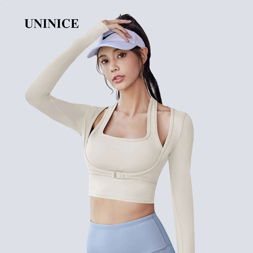 Jual UNINICE Menggantung Leher Olahraga Yoga Pakaian Lengan Panjang T ...