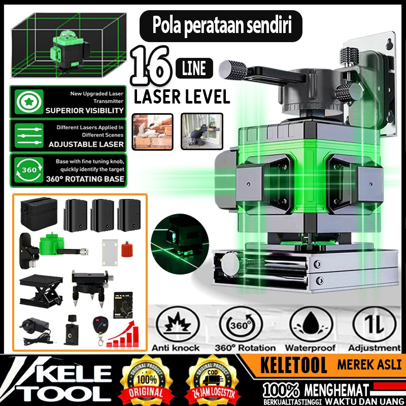 Jual alat laser level 4d laser level 16 line laser bangunan 360 rotari ...