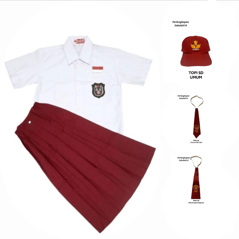 Jual Setelan Seragam Sekolah Dasar Merah Putih Perempuan Lengan Pendek ...