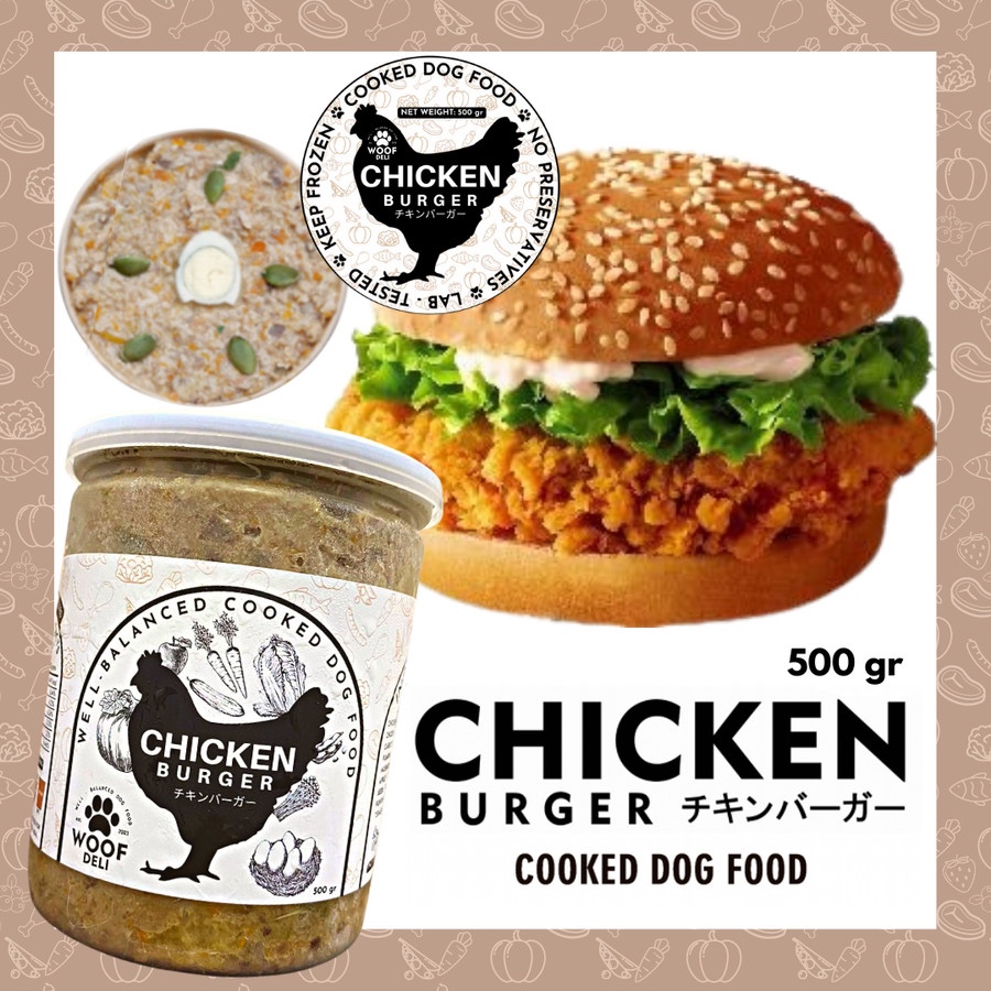 Jual Woof Deli CHICKEN BURGER COOKED DOG FOOD - 500 gr | Shopee Indonesia