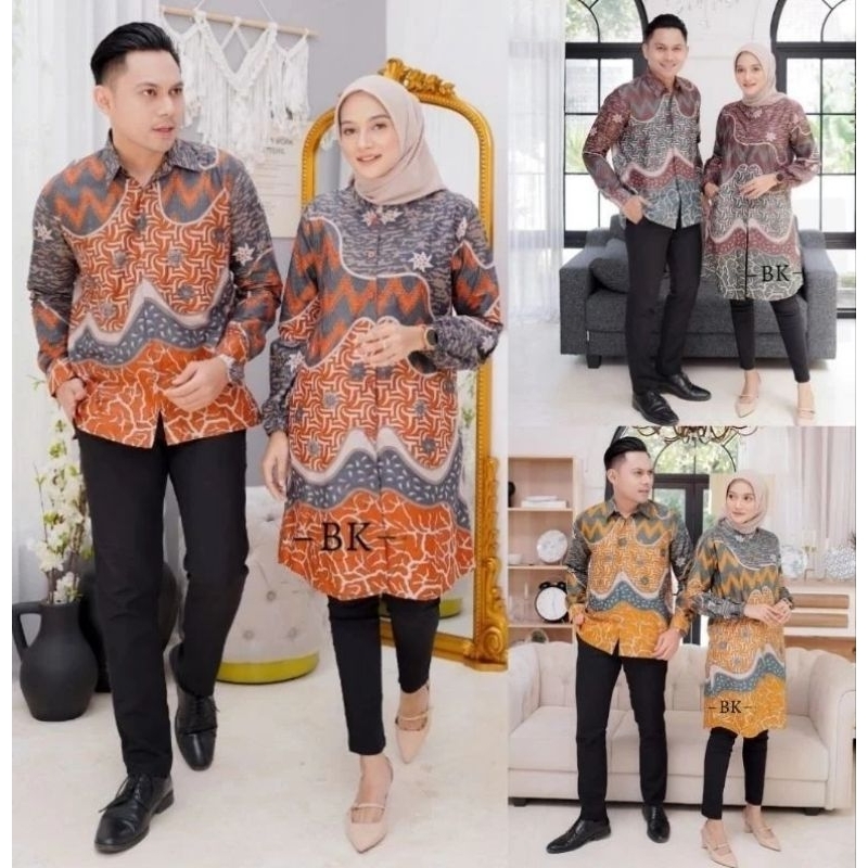 Jual Baju Batik Couple Batik Tunik Couple Modern Set Pakaian Couple Kemeja Batik Pria Tunik ...