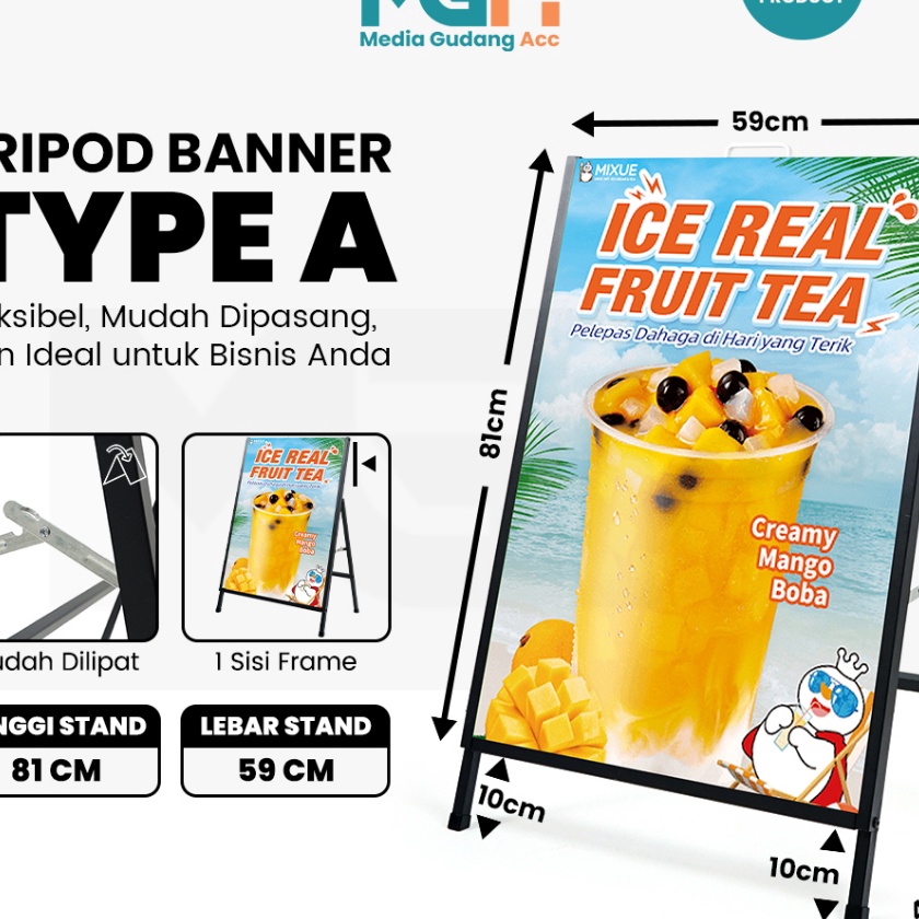 Jual KP8 TRIPOD TYPE A STAND BANNER LIPAT PAVEMENT STAND STANDING ...