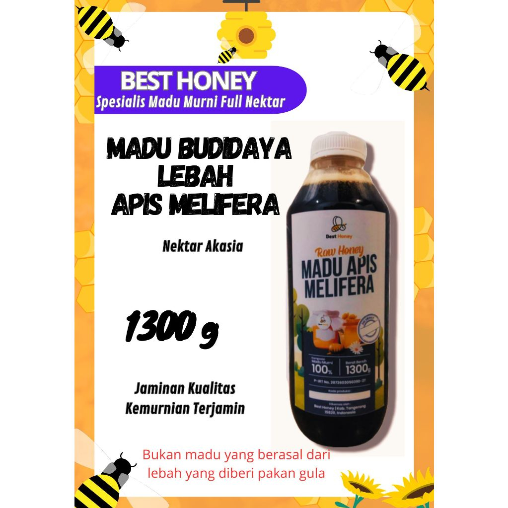 Jual Best Honey Madu Murni Lebah Apis Melifera full Nektar Akasia 1300g ...