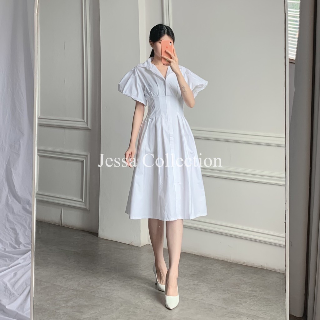 Jual Premium Kinley Balloon Dress TH 683 / 928 COTTON Gaun Midi Casual ...