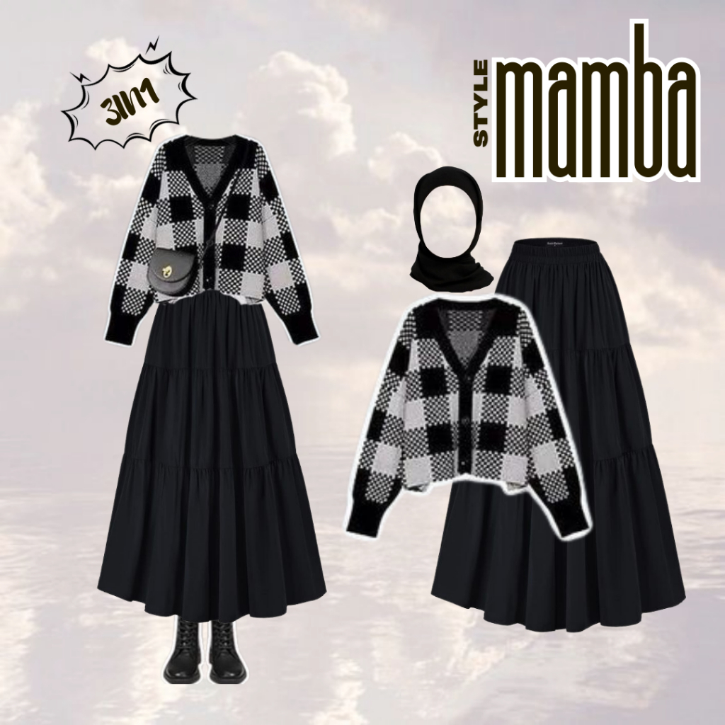 Jual 3IN1 oneset korean sweater setelan ruffle skirt ootd cewek mamba ...