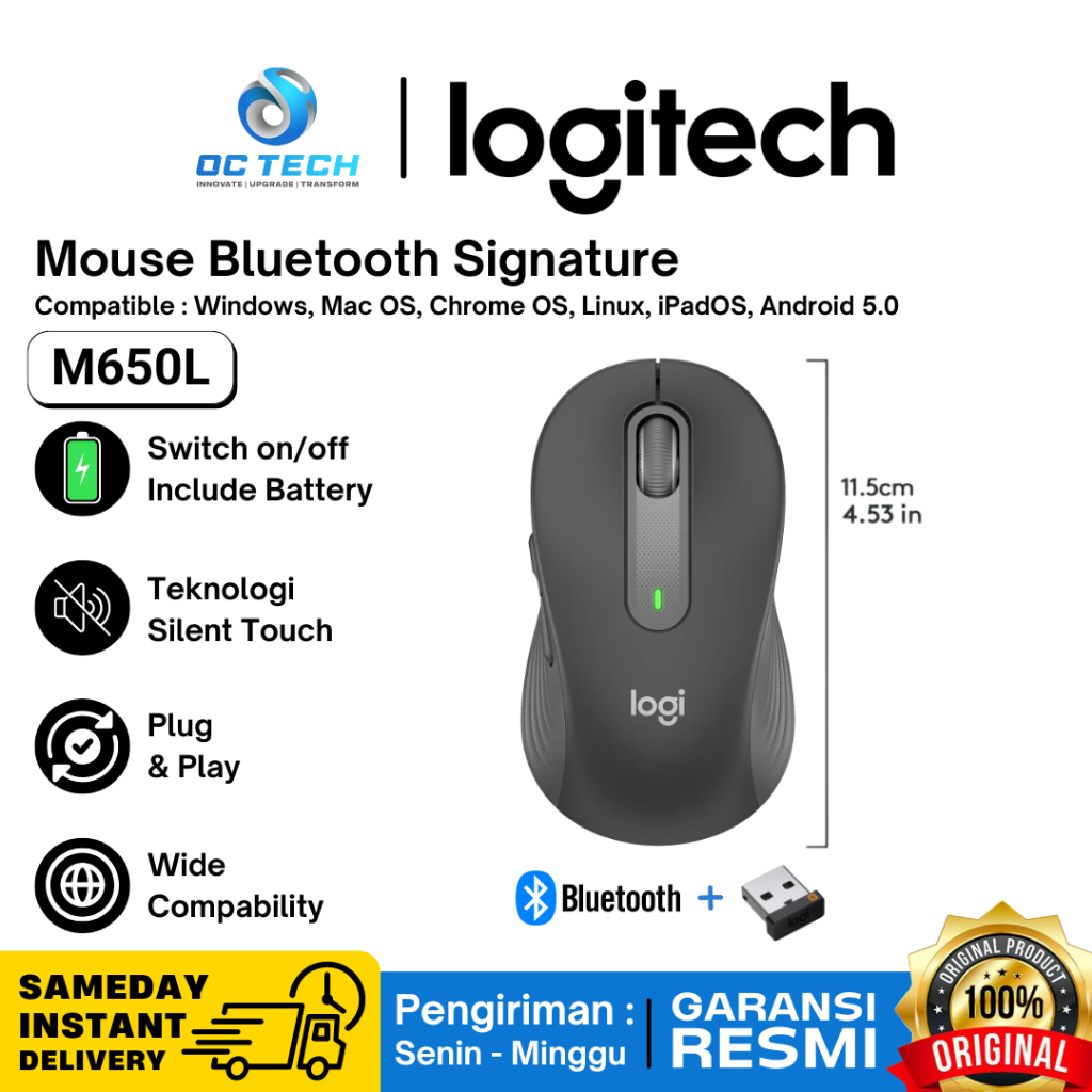 Jual Logitech Signature M650L M650 L M-650L Mouse Wireless Bluetooth ...