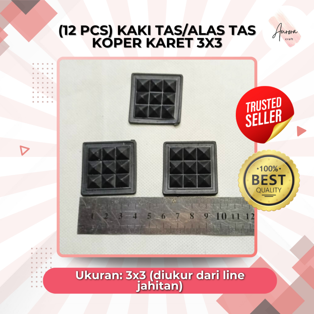 Jual (12 PCS) KAKI TAS/ALAS TAS KOPER KARET 3X3 | Shopee Indonesia