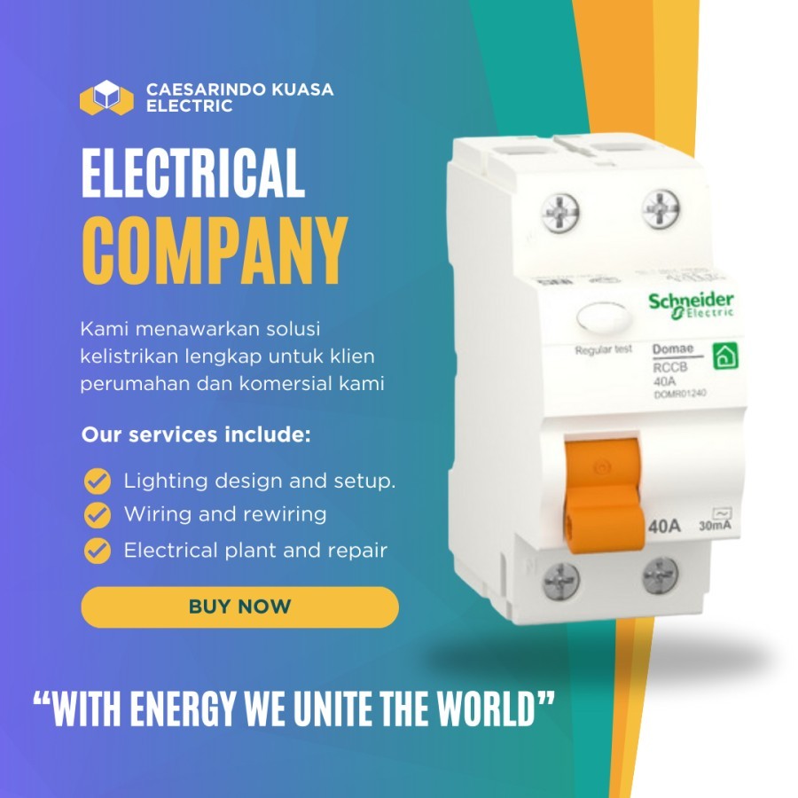 Jual ELCB SCHNEIDER 40A 2P 30MA DOMR01240 40AMPER 2PAS 40AMPERE 2PHASE 2POLE RCCB NEW DOMAE ...
