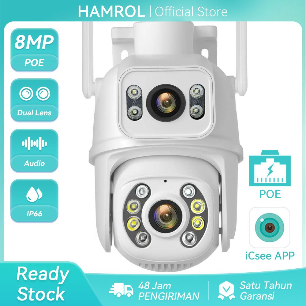 Jual Hamrol 8MP 4K POE PTZ IP Camera H.265 Outdoor Motion Alarm Audio ...