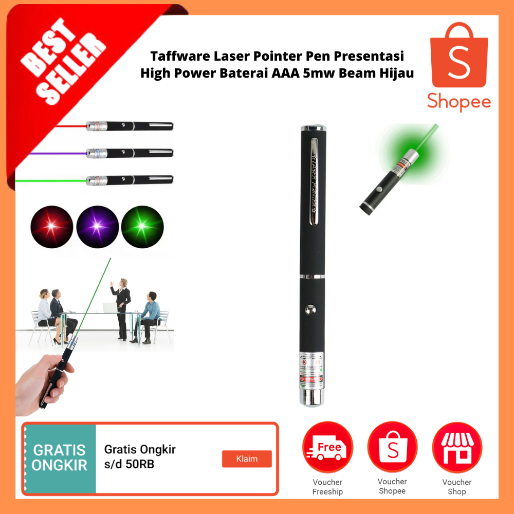Jual Laser Pointer Pen Presentasi High Power Baterai AAA 5mw Beam Hijau ...
