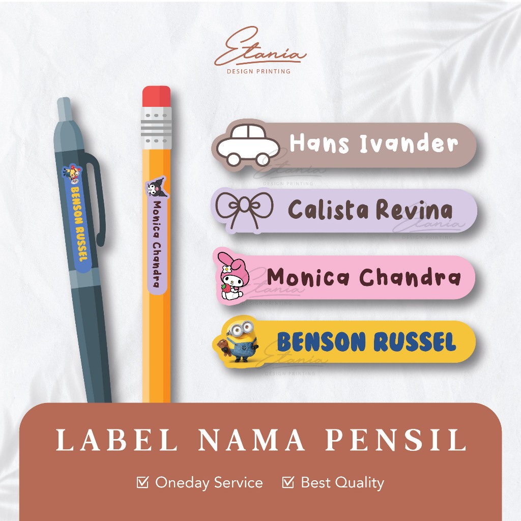 Jual Stiker Nama Anak Waterproof Pensil Pen Crayon Buku Label Nama ATK ...