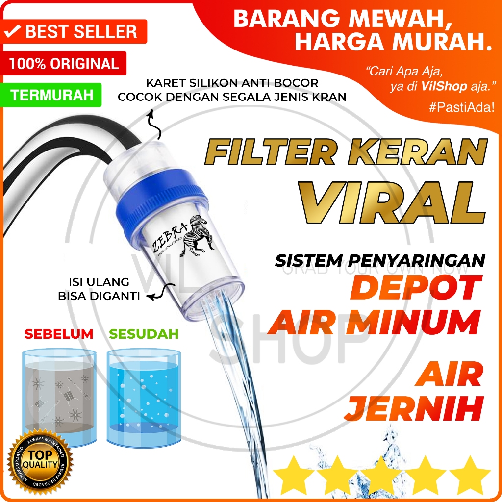 Jual ZEBRA Water Filter Kran Air / Alat Saringan Keran Air Penyaring ...