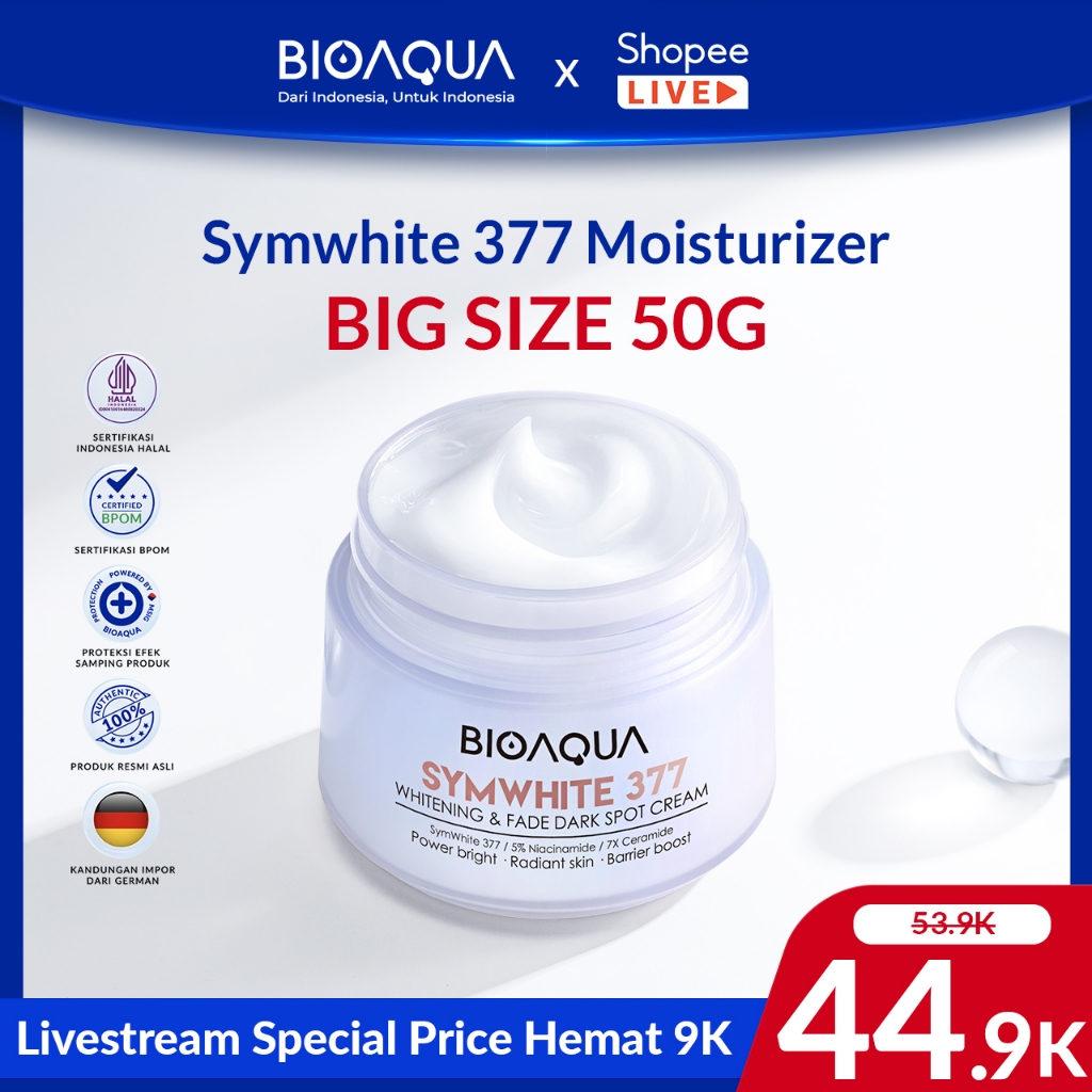 Jual 【Live Exclusive】BIOAQUA SymWhite 377 Whitening & Fade Dark Spot Cream 50g Moisturizer ...