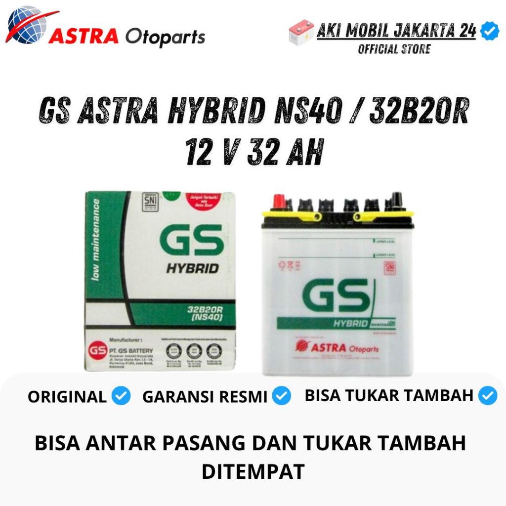 Jual Aki Mobil GRANMAX SUZUKI CARRY GS Astra Hybrid NS40 12 V 32 Ah ...