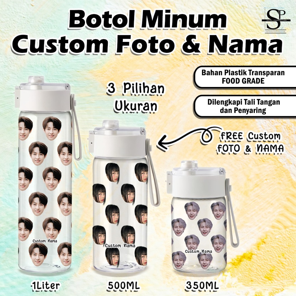 Jual Botol Minum Plastik Custom Wajah Muka 3 Ukuran Botol | Shopee ...