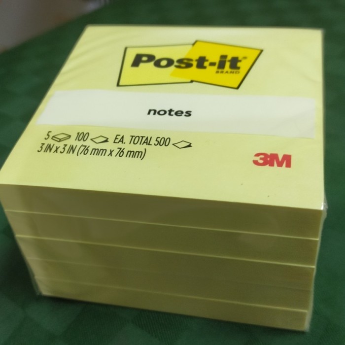 Jual 3M Post It Sticky Notes 654-5CY 3 inch x 3 inch | Shopee Indonesia