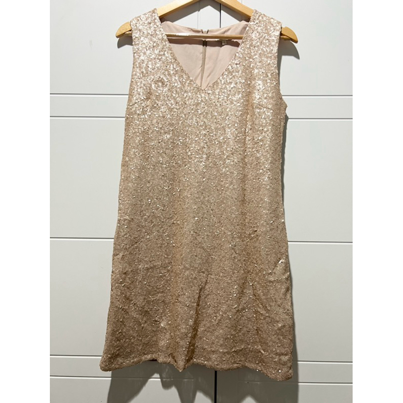 Jual ET CETERA Sequin Dress Gold | Shopee Indonesia