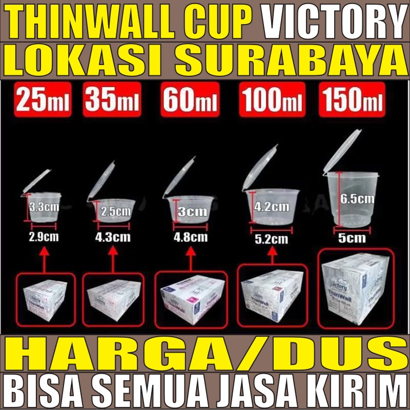 Jual Thinwall Cup Rapat 25ml 35ml 60ml 100ml 150ml Dus Bulat Cup Sambel ...
