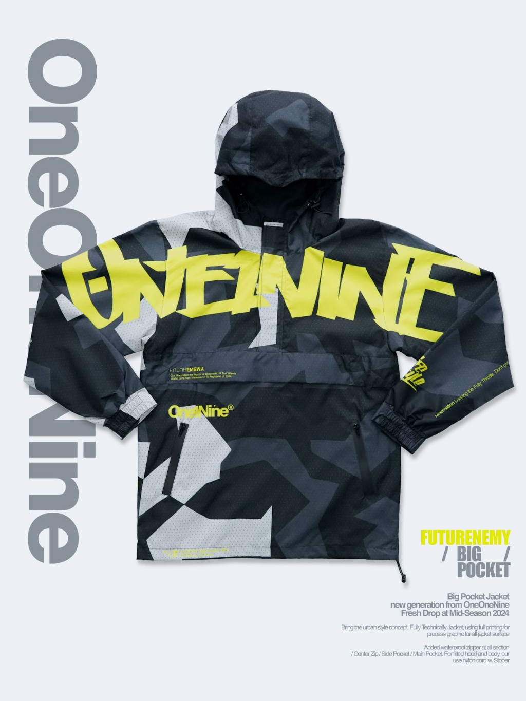 Jual Oneonenine Ksr Jaket Big Pocket Futurenemy Black Yellow - Jaket ...
