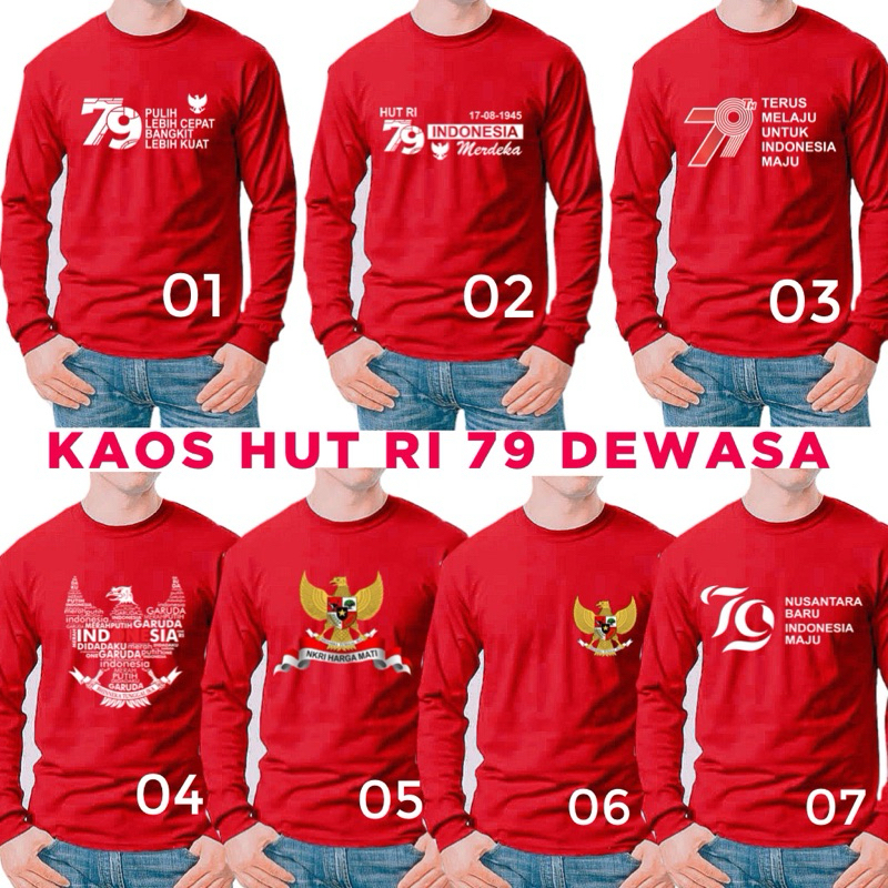 Jual KAOS HUT RI 79 / KAOS 17 AGUSTUS / KAOS DIRGAHAYU KEMERDEKAAN LENGAN PANJANG | Shopee Indonesia