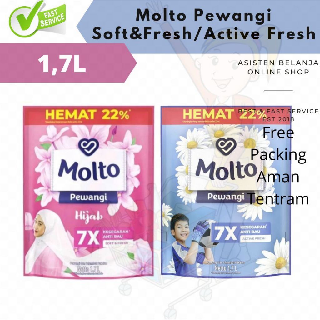 Jual Molto Softener Active Fresh 1700 ml 1700ml 1,7 Liter 1.7L Pewangi Baju Soft floral bliss ...