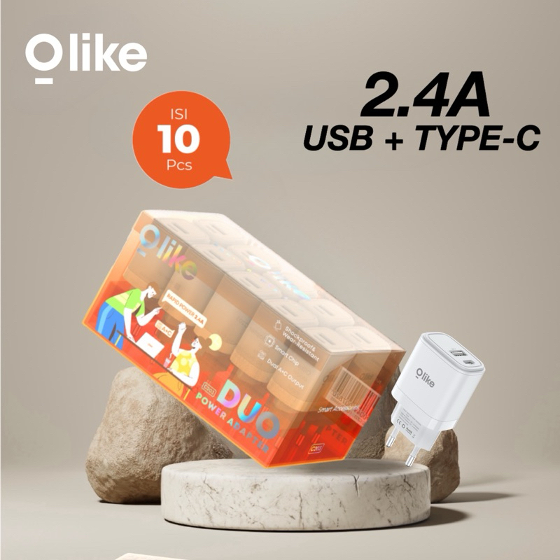 Jual 1 BOX ISI 10 PCS Olike C203 Adaptor charger 2,4A Batok Charger ...