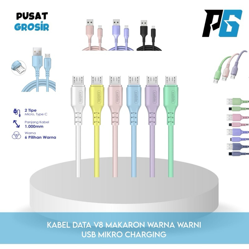 Jual Kabel Macaron MICRO - V8 Cable Data usb Warna Micro Makaron 1 ...