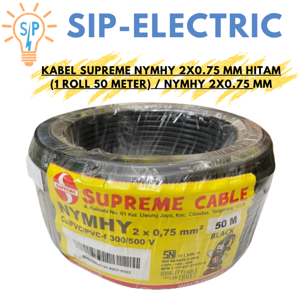 Jual Kabel Supreme Nymhy Nyyhy 2X0.75 Mm Serabut Hitam (1 Roll 50 Meter) | Shopee Indonesia