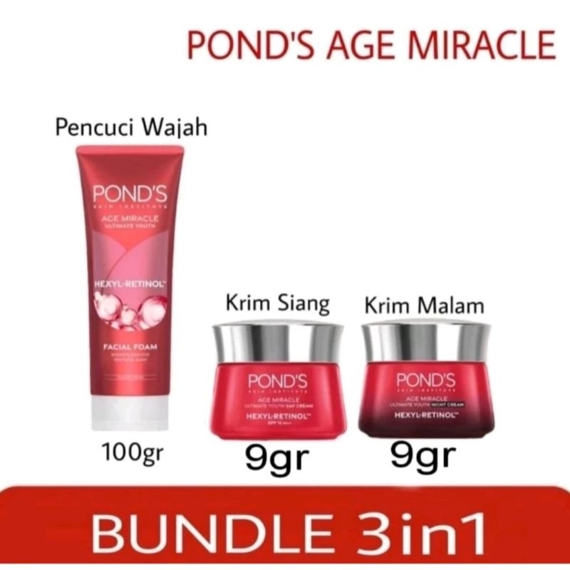 Jual Paket Pond's Age Miracle (night + facial foamkemasan baru+day ...