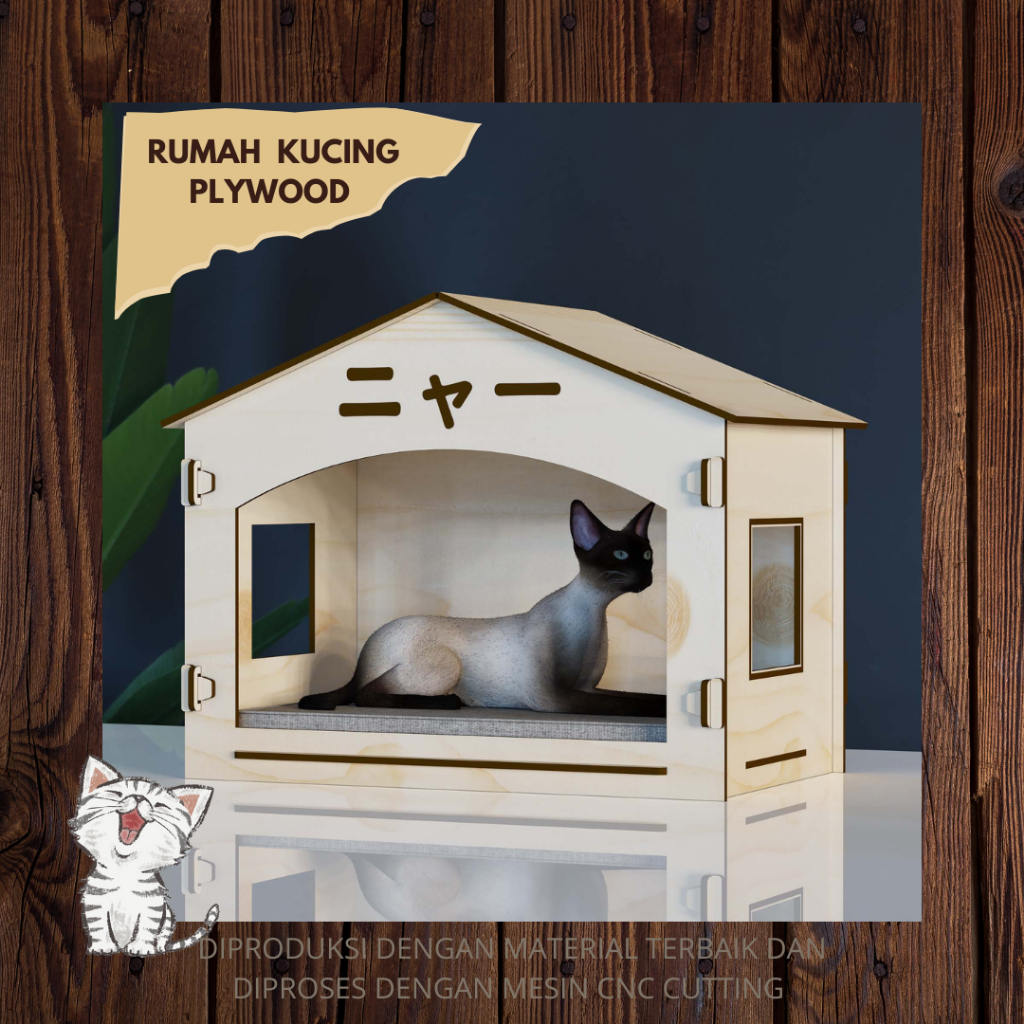 Jual MARVELWOODCUT- RUMAH KUCING PLYWOOD/KANDANG KUCING PUZZLE/KANDANG ...