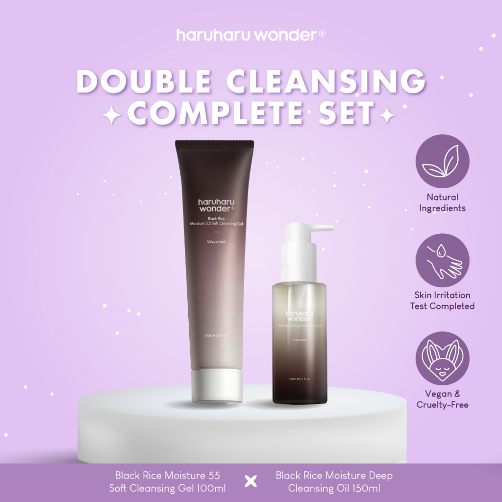 Jual Haruharu Double Cleansing Complete Set (Haruharu Black Rice Moisture Deep Cleansing Oil 150 ...