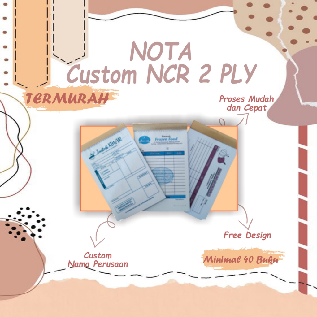 Jual NOTA Custom NCR 2 PLY isi 100lembar/Buku (@putih50sheet @merah50sheet) 1rim 40 Buku ...