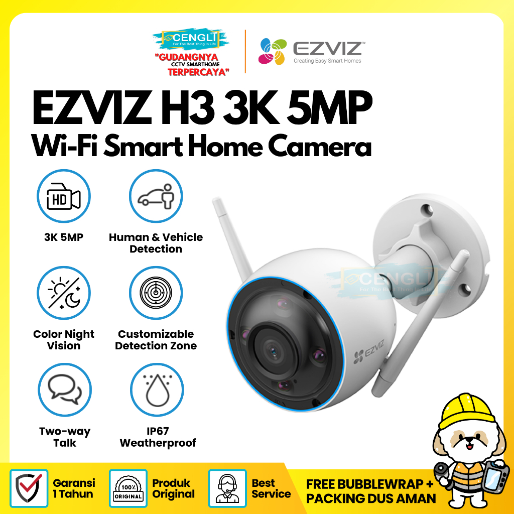 Jual Cctv Ipcam Outdoor Ezviz H3 3K 5MP Bullet Wi-Fi Smart Home Camera ...
