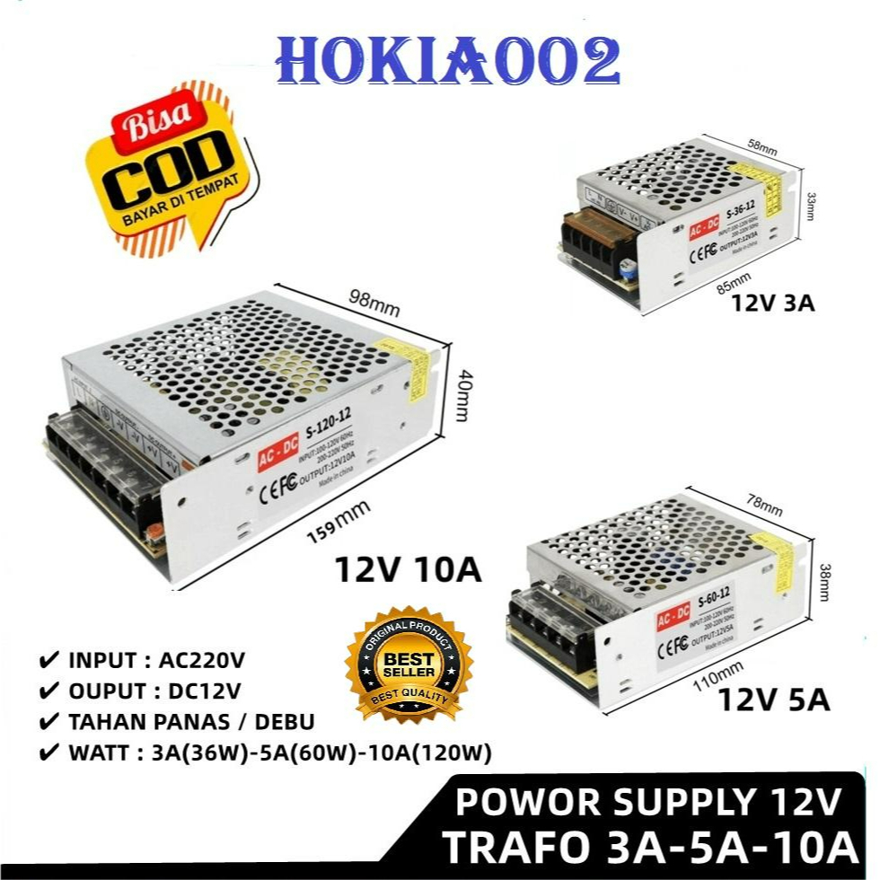 Jual Adaptor Switching Trafo LED Strip 3/5/10/15 AMPERE 12V DC | Shopee ...