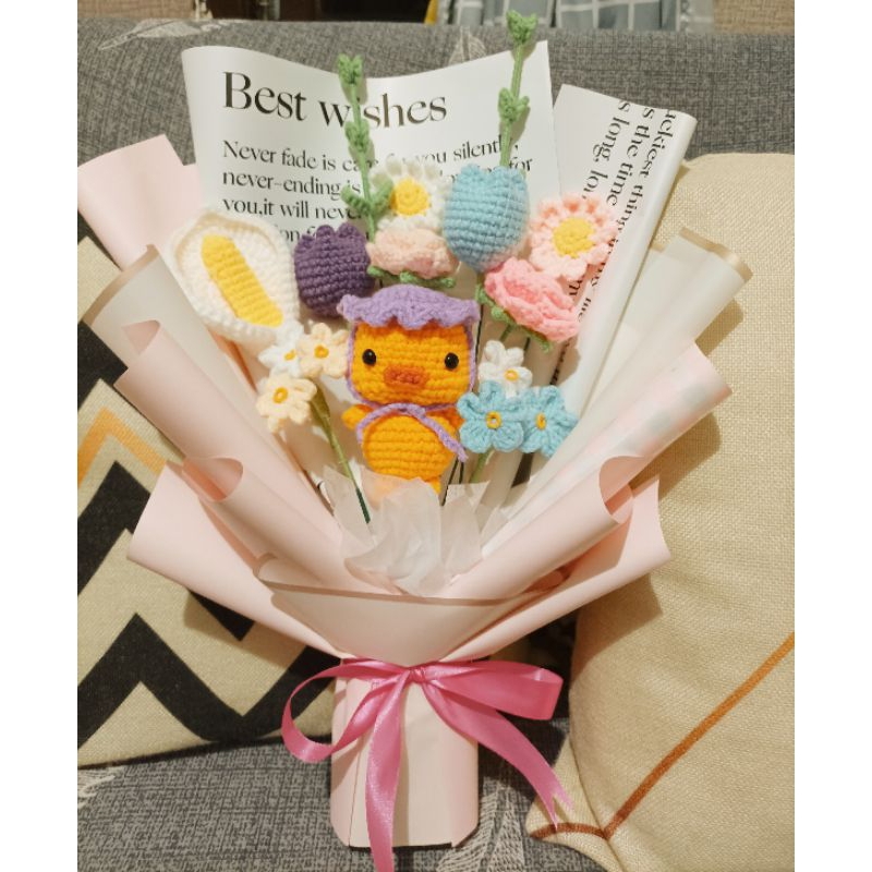 Jual Buket Bunga Rajut Custom Order | Bouquet bunga Amigurumi duck ...
